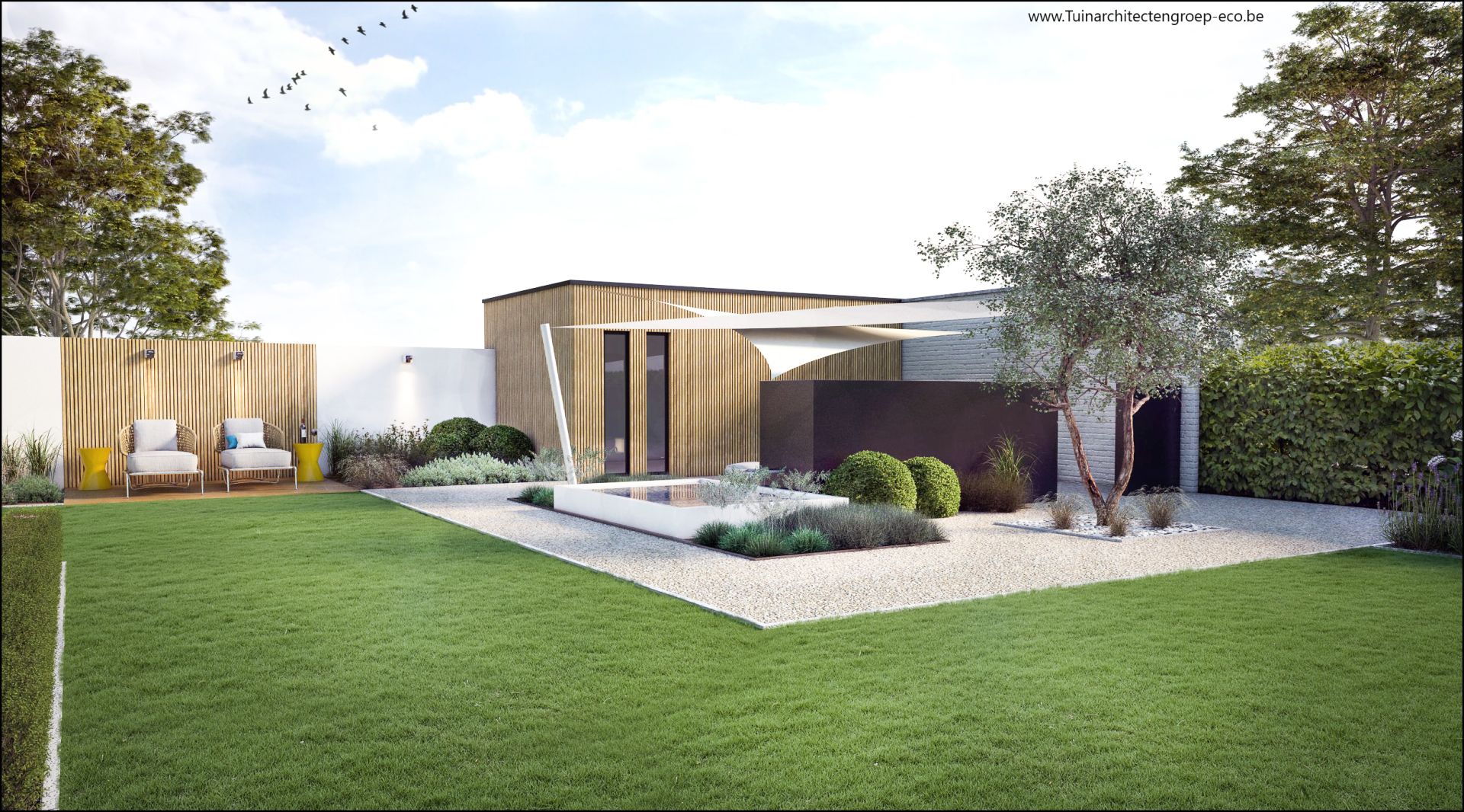 ECO Tuinarchitectengroep | 3D projecten | Moderne tuin Ninove