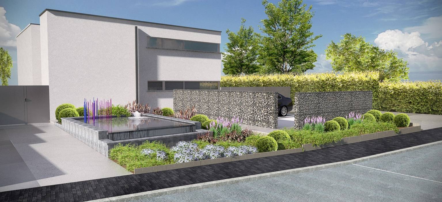 ECO Tuinarchitectengroep | projecten | Moderne voortuin Ninove